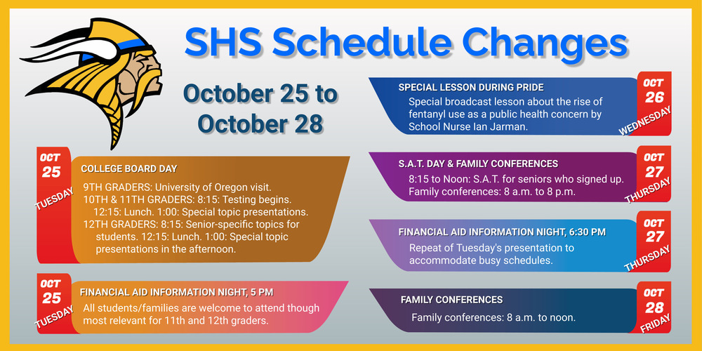 SHS Schedule Changes October 25 to October 28 | Siuslaw School District