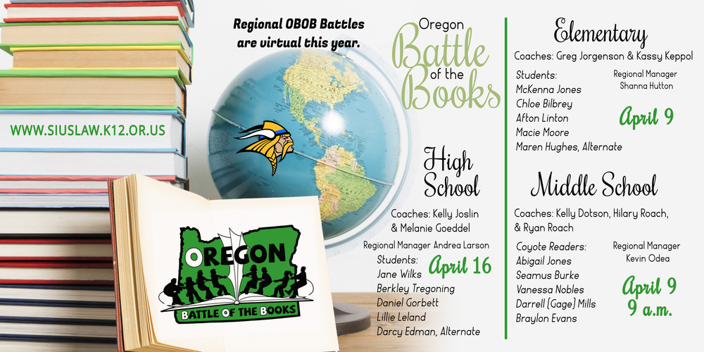 Virtual Regional Oregon Battle of the Books Tournaments April 9 (SES ...